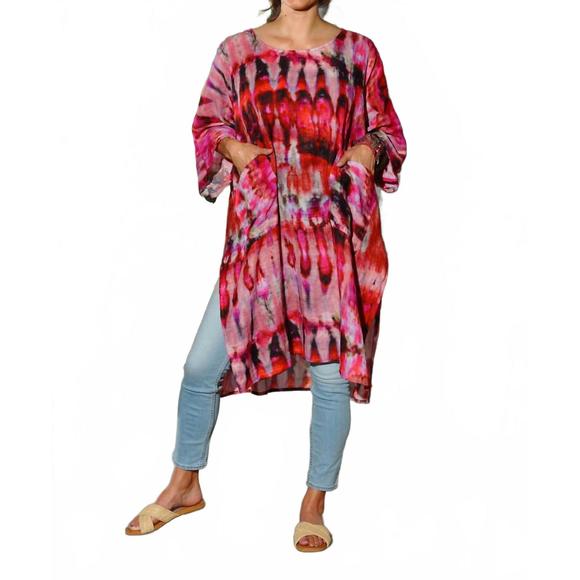 Kikisol | Tops | New Kikisol Artisan Tie Dye Long Gauze Kaftan Top In ...